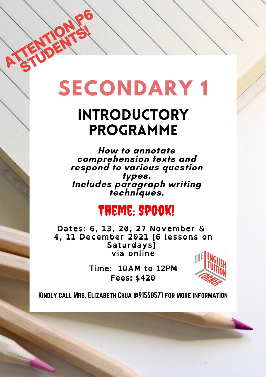 Introduction to Secondary 1 English Comprehension & Paragraph Writing